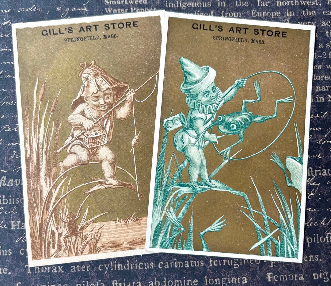 Victorian Trade Cards Frogs and Children Gill's Art Store Springfield ...