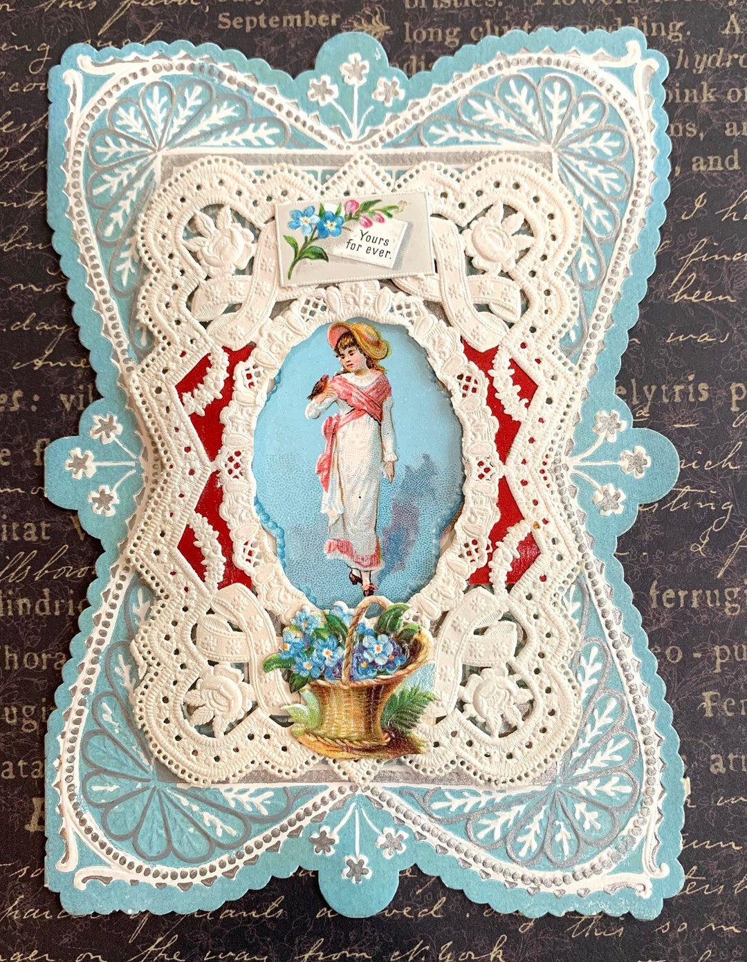 Antique Victorian Paper Lace Valentine With Die Cut Scraps 3 ...