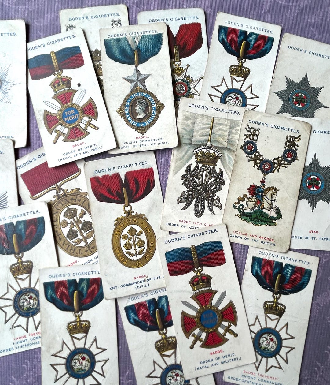 Ogdens Orders of Chivalry Knights Badges Medals Cigarette Cards Lot ...