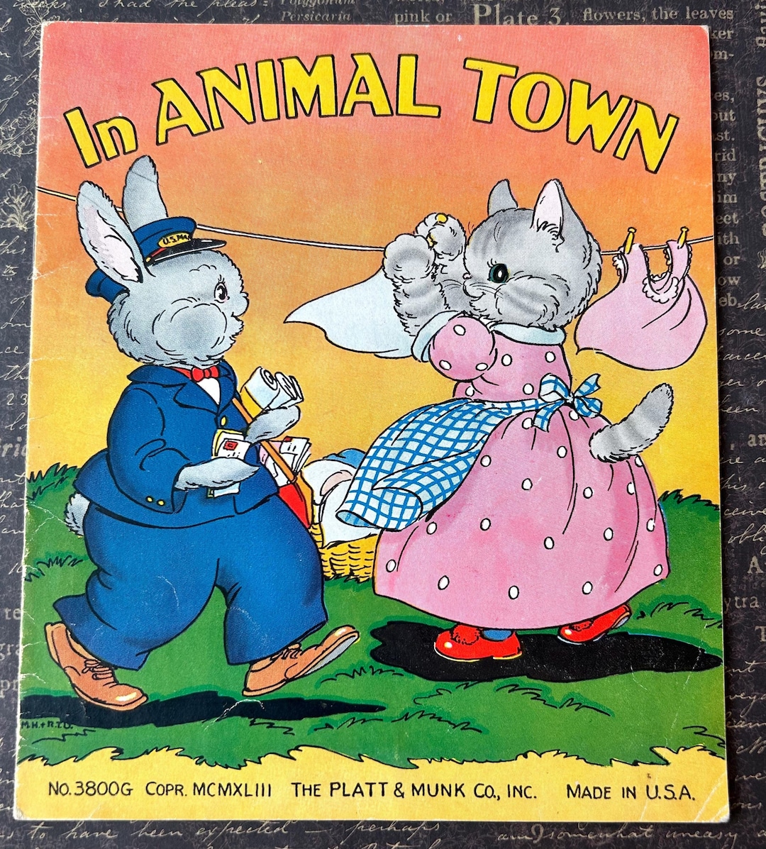In Animal Town Children's Book Anthropomorphic Animals Rabbit Cat Dog ...