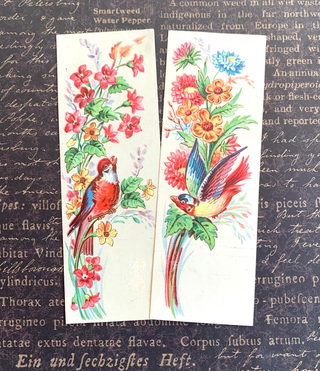 Victorian Bookmarks With Birds Flowers Birders Junk Journal 1800's - Etsy