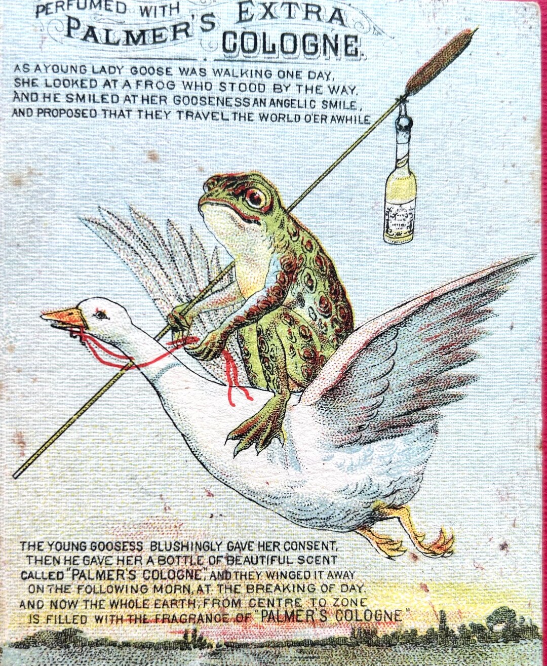 Victorian Trade Card Anthropomorphic Frog Goose Palmer's Cologne NYC ...