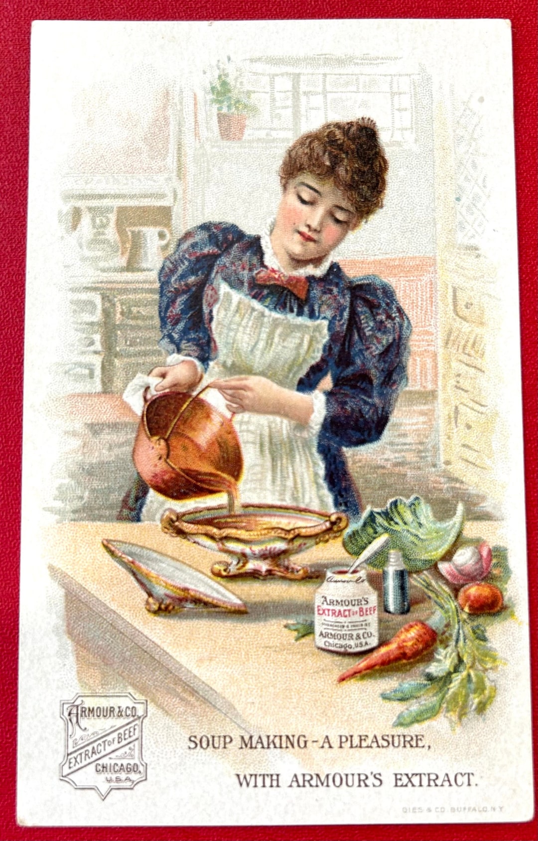 Victorian Trade Card Armour Beef Extract for Soup Lady in Kitchen 1800 ...