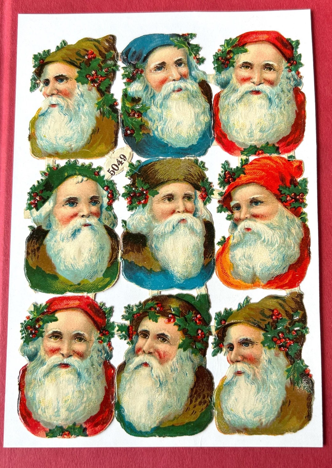 Original Victorian Embossed Die Cut Old World Santa Faces Made in ...