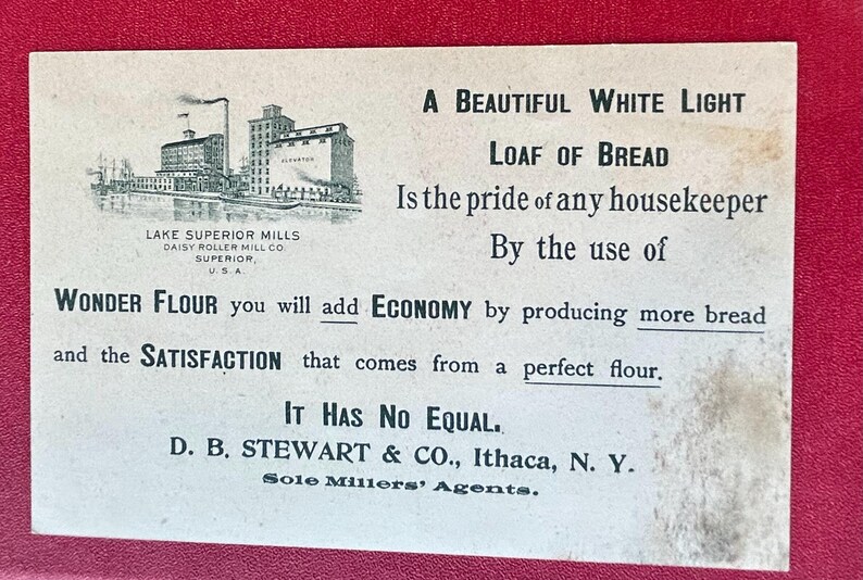 Victorian Trade Card Wonder Flour Lake Superior Mills Wisconsin 1800's ...