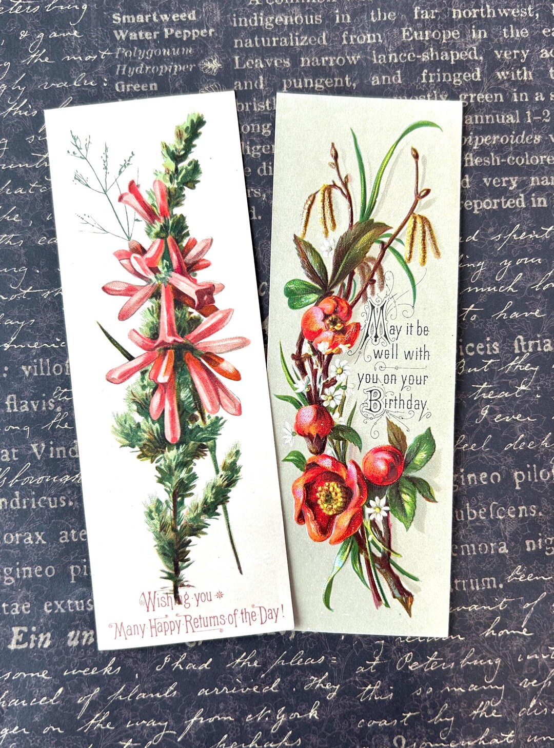 Victorian Birthday Bookmarks Flowers Literary Assemblage Junk Journal ...