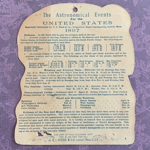 Hoods Sarsaparilla Advertising Calendar Top Frances Brundage Girl 1897 ...