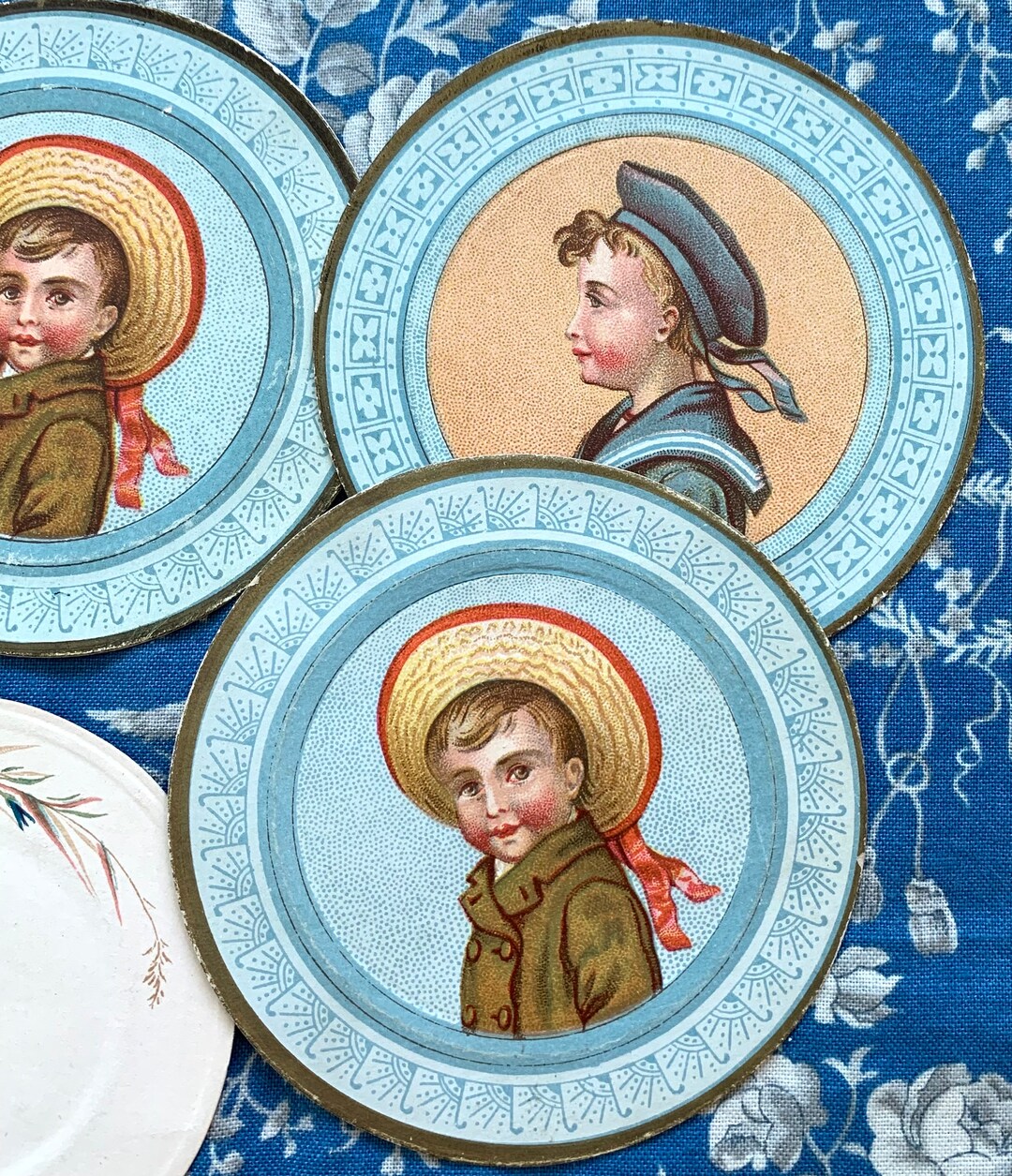 Victorian Ephemera Die Cut Candy Container Tops Children Sailor Boy ...