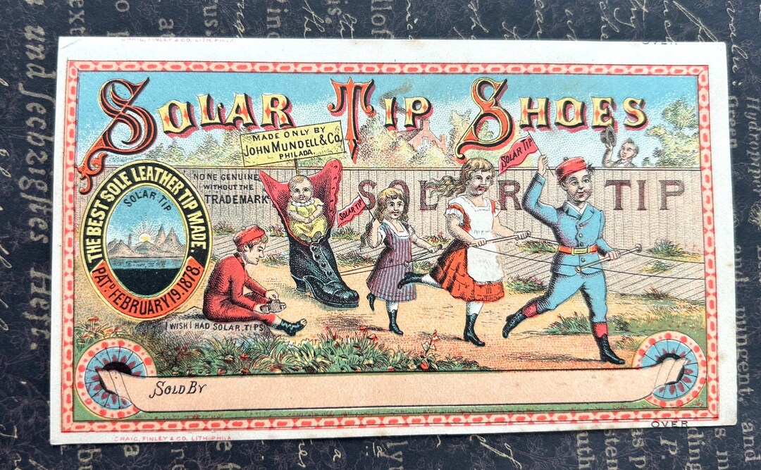Victorian Trade Card Solar Tip Shoes by John Mundell Children Playing ...