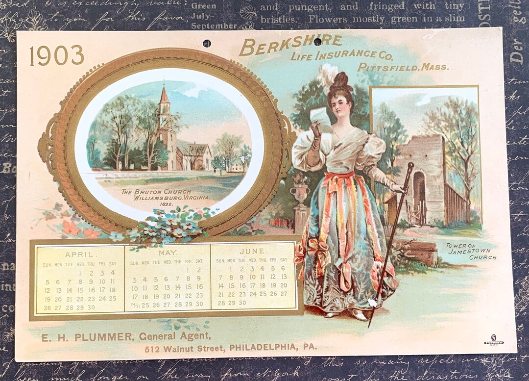 Victorian Advertising Calendar Four Panels Berkshire Life Insurance ...