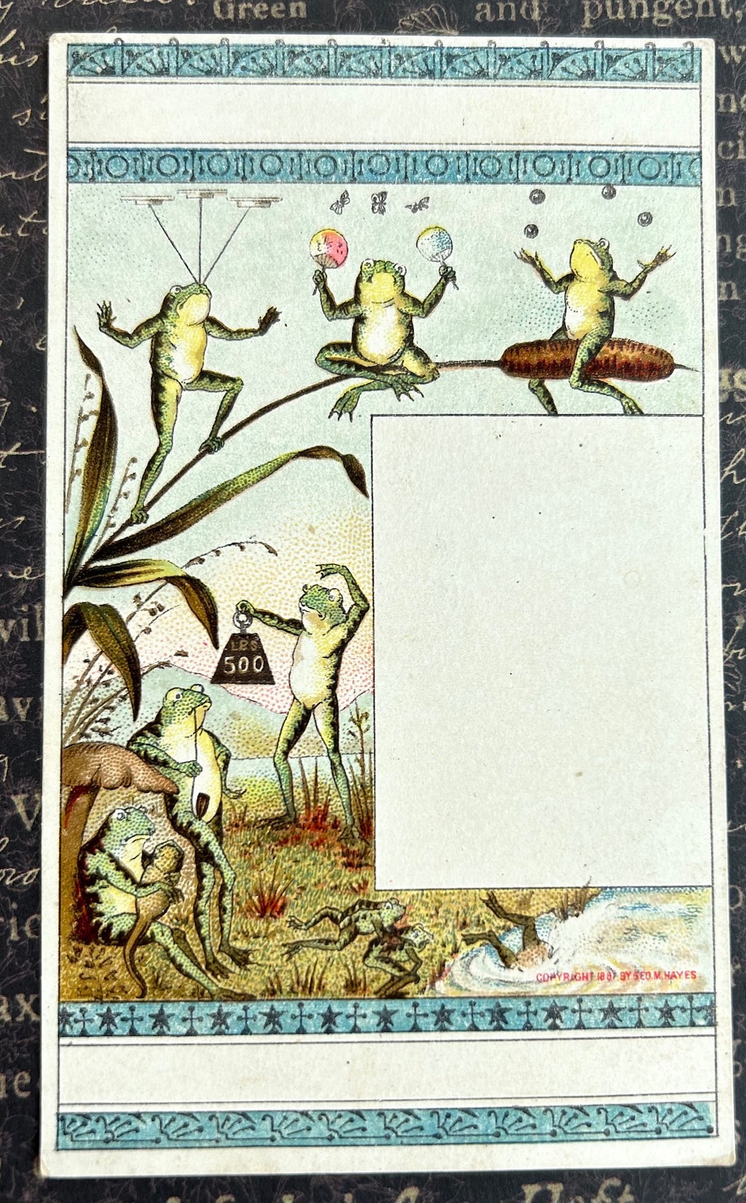 Victorian Card Anthropomorphic Frogs Gaslight Style Antique Ephemera ...
