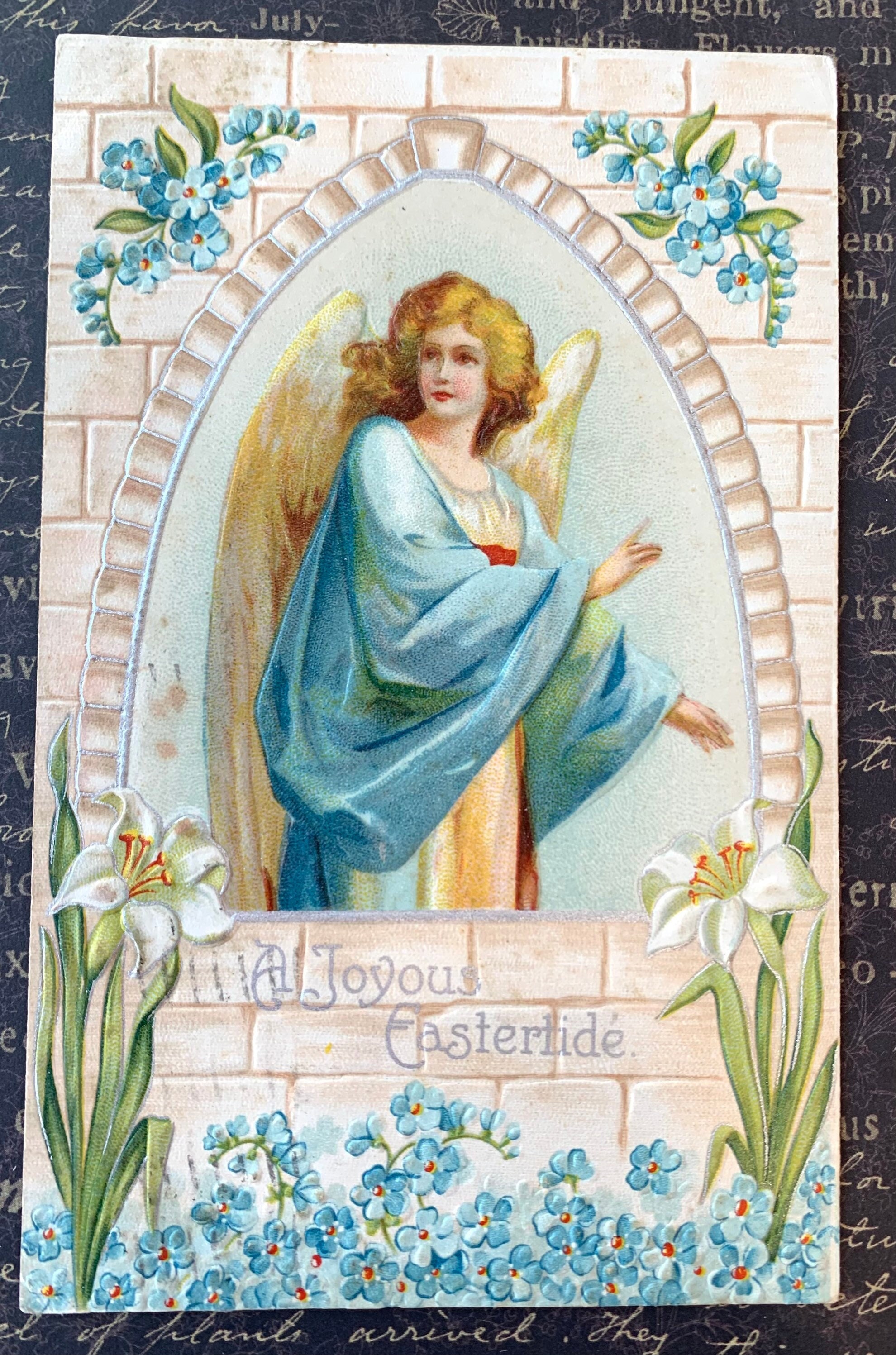 Clapsaddle Easter Postcard Angel Forget Me Nots Lilies Flowers Embossed ...