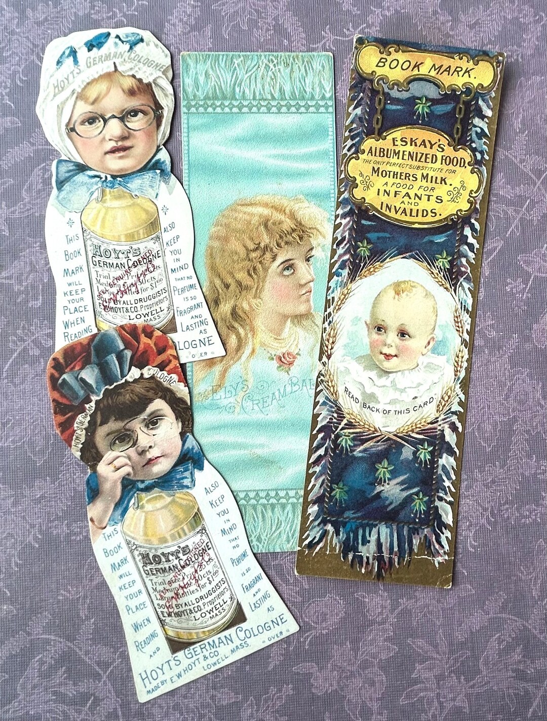 Victorian Trade Cards Advertising Bookmarks Ely's Cream Balm Hoyt's ...