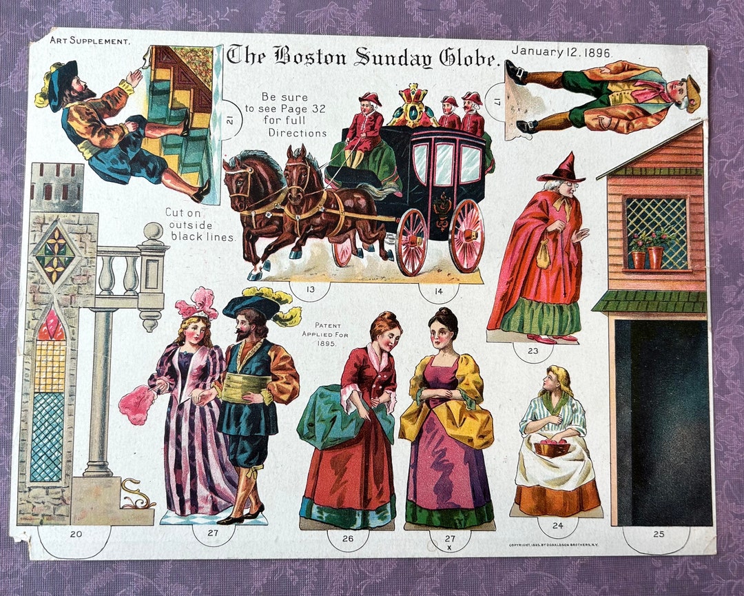 Antique Cinderella Paper Doll Cut Out Theater Boston Sunday Globe Art ...