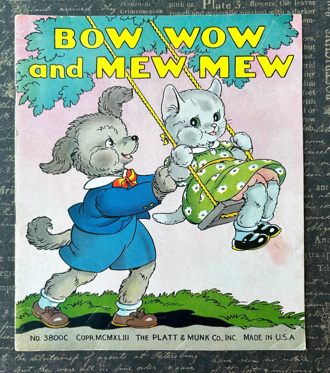 Vintage Children's Book: Bow Wow and Mew Mew, 1943 Anthropomorphic Cat ...