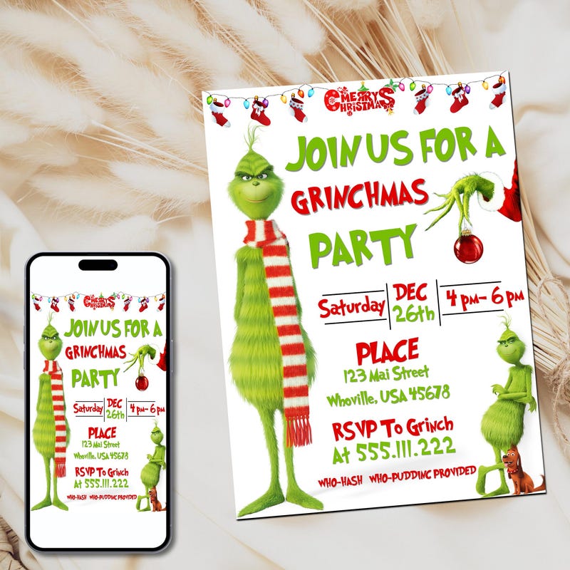 Grinch Party Invite Text - Etsy