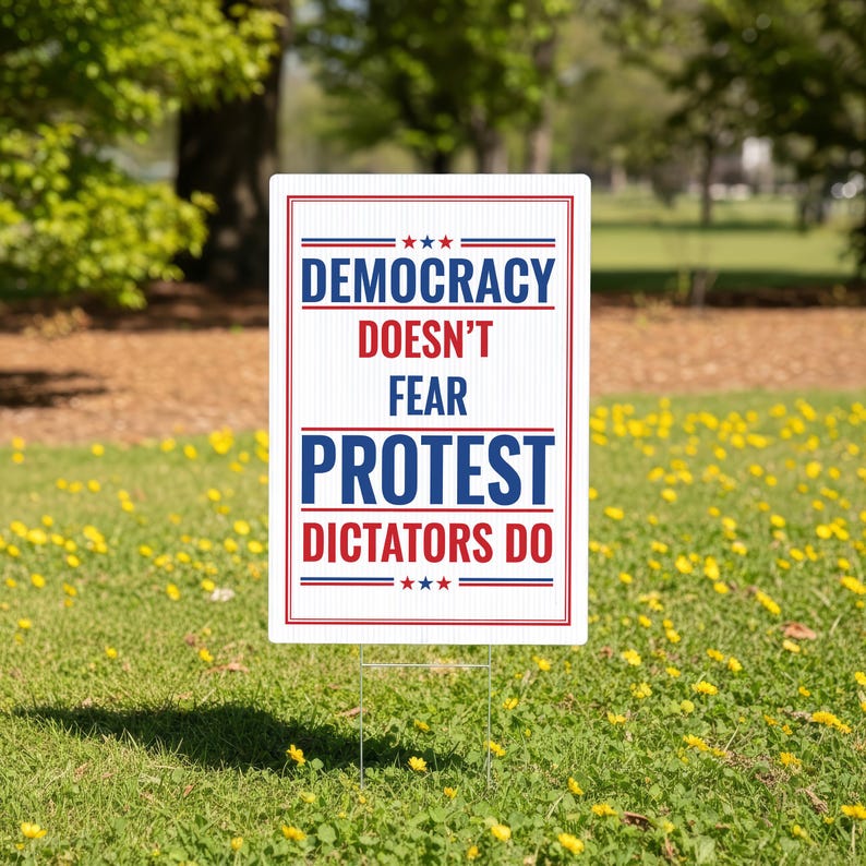 No Kings Day Anti-trump, Anti-maga Sign PRINTABLE, Democracy Doesn't ...