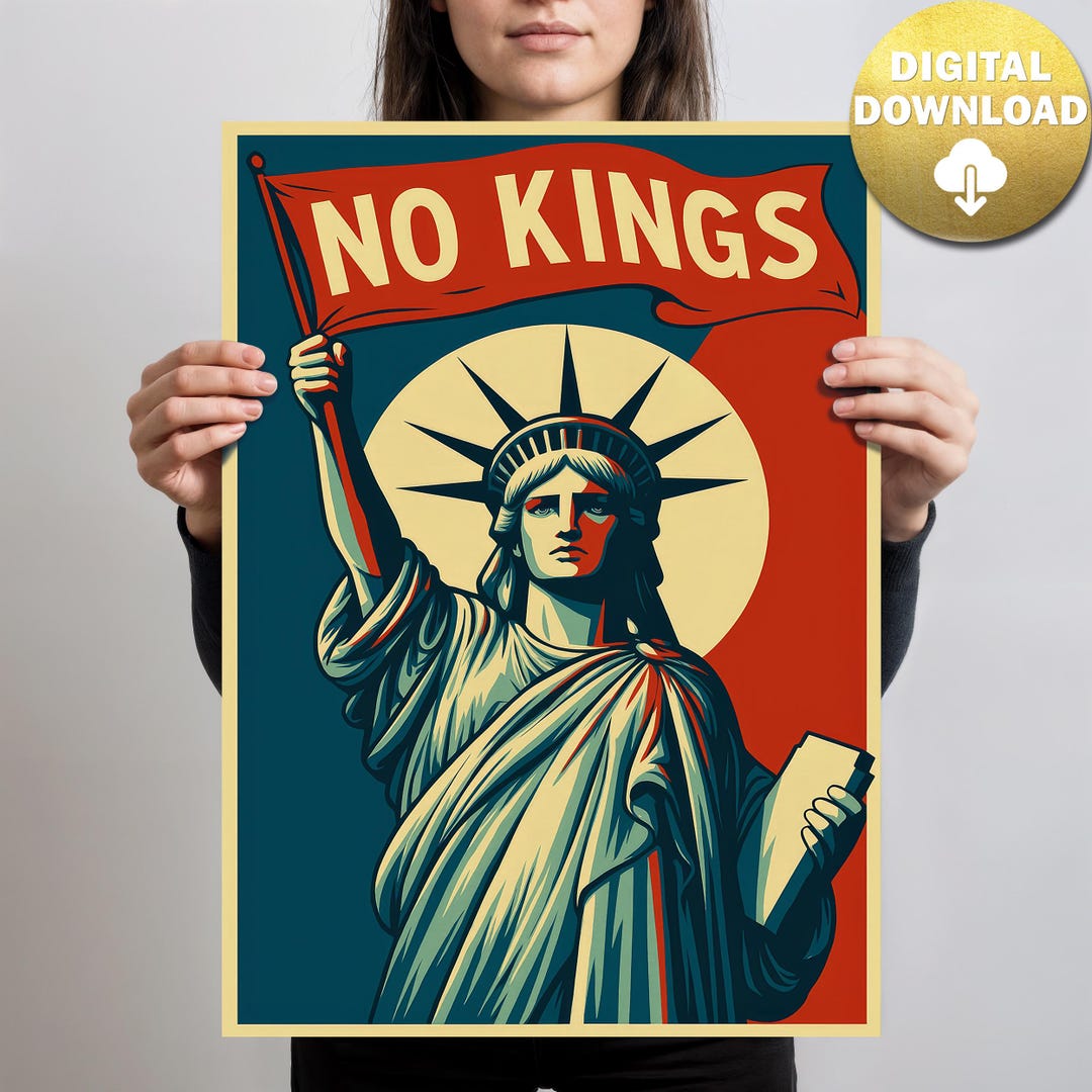 No Kings Liberty Resistance Protest Sign | Digital Download for March ...