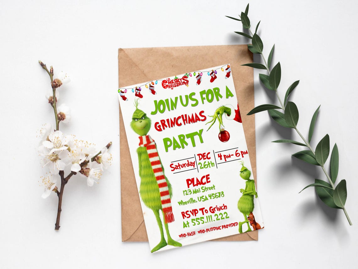 Editable Grinch Party Invitation | Merry Grinchmas Invitation | Grinch ...
