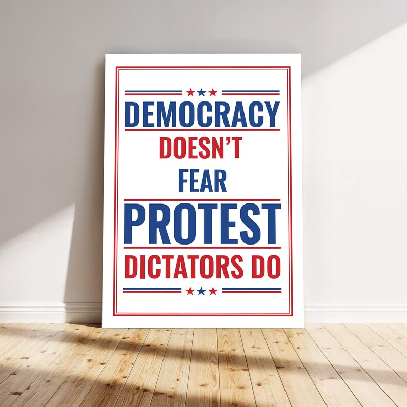No Kings Day Anti-trump, Anti-maga Sign PRINTABLE, Democracy Doesn't ...