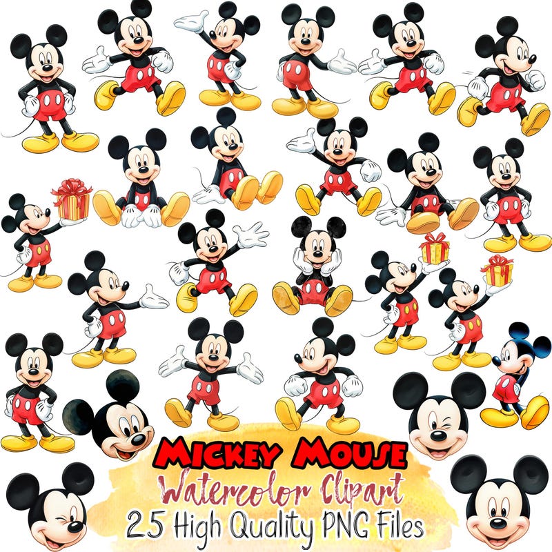 Watercolor Mouse Cartoon - Etsy UK