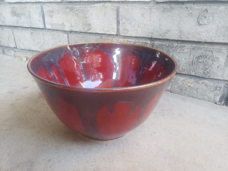 Red Drip Mixing Bowl - Etsy