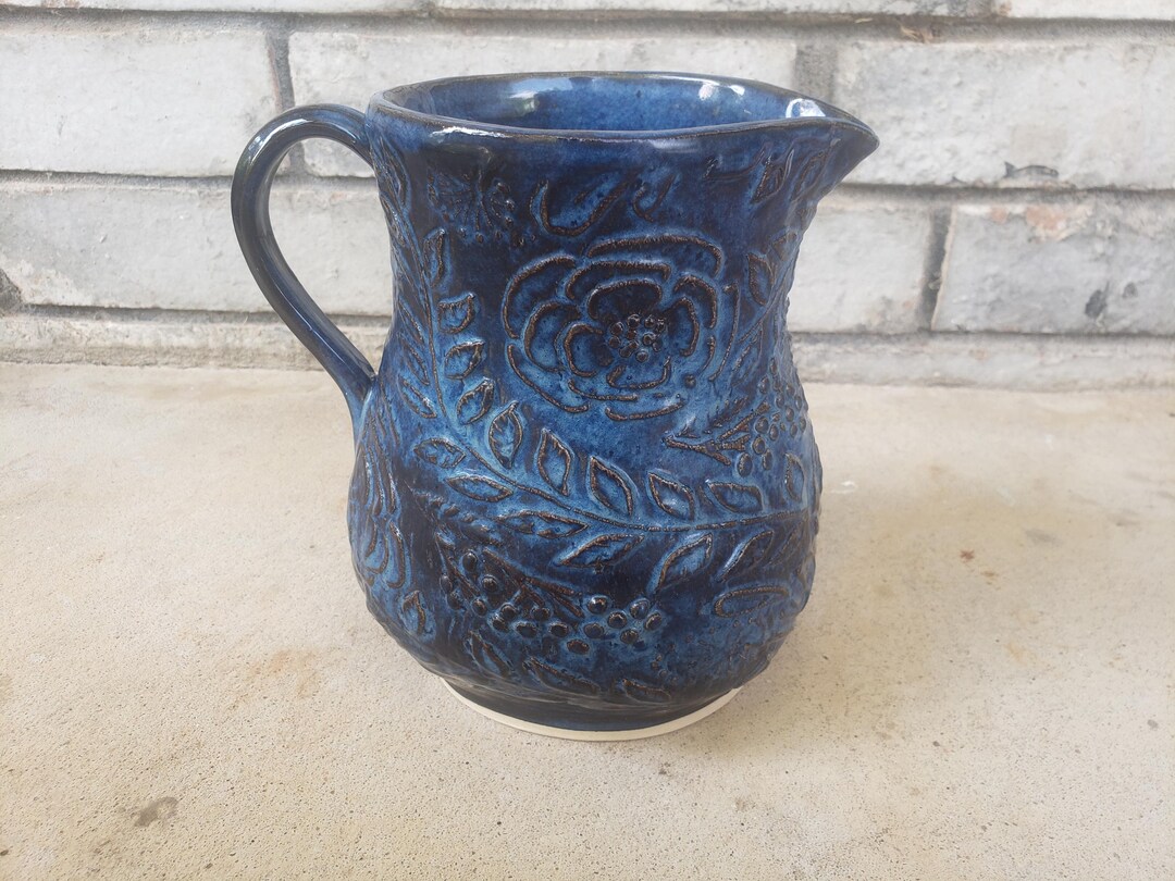 Blue Floral Pitcher - Etsy