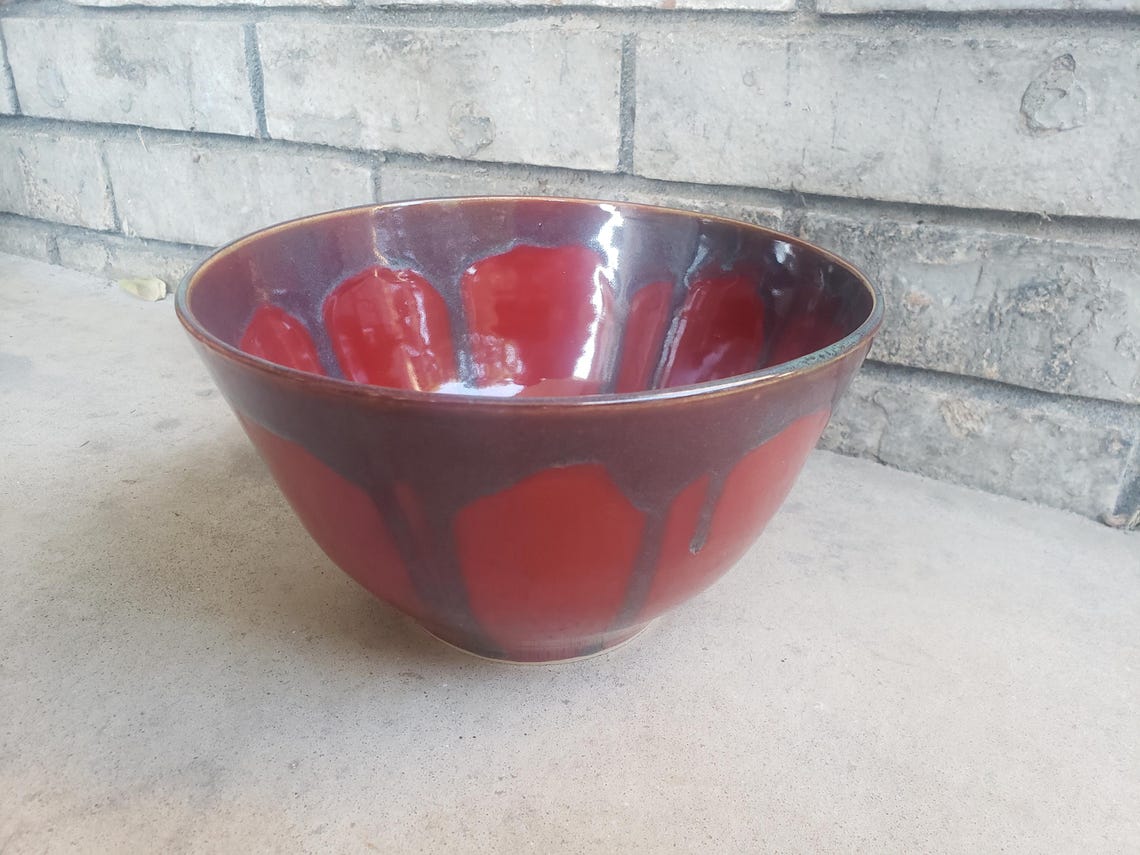 Red Drip Mixing Bowl - Etsy
