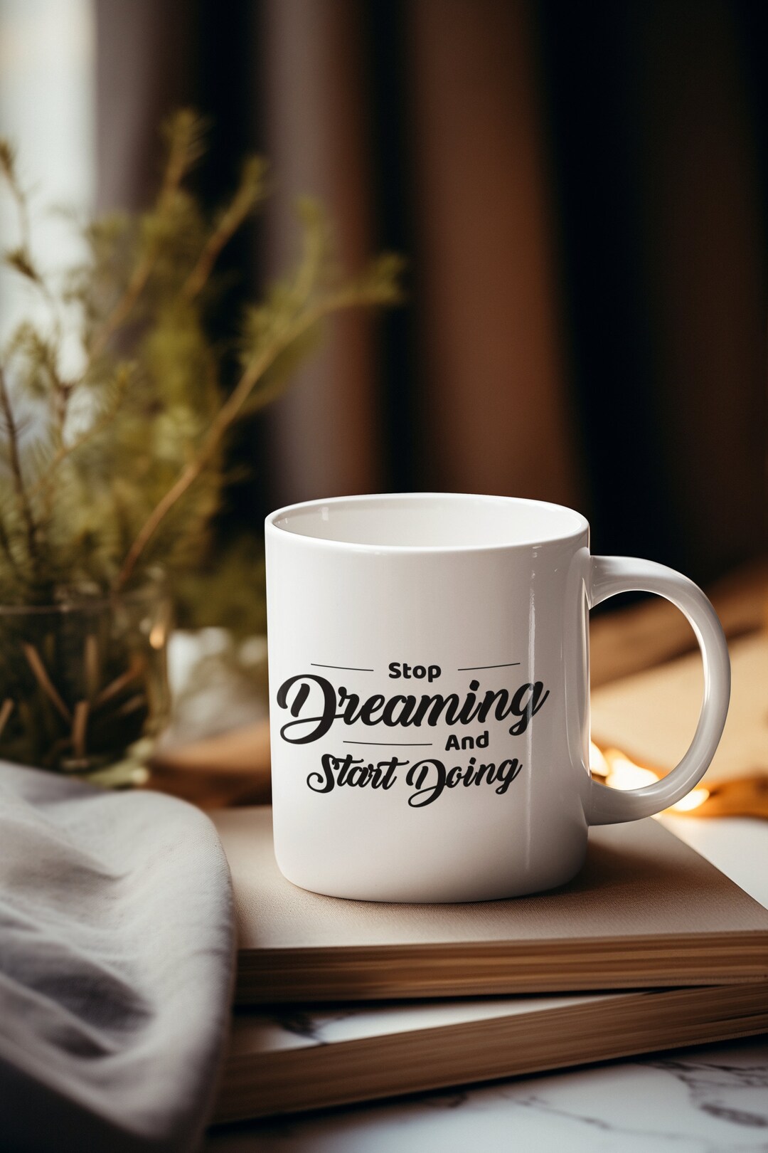 Motivational Quote Mug Stop Dreaming Start Doing Coffee Cup Daily ...