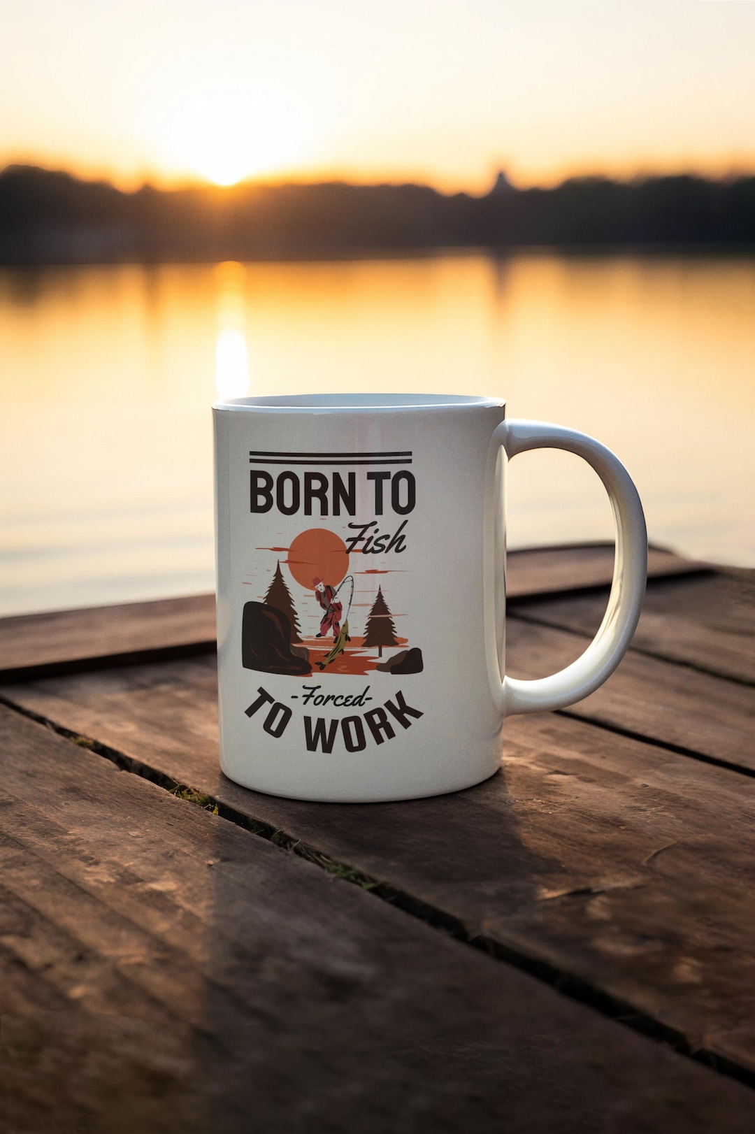 Born to Fish Forced to Work Mug Funny Fishing Mug Fisherman Gift Angler ...