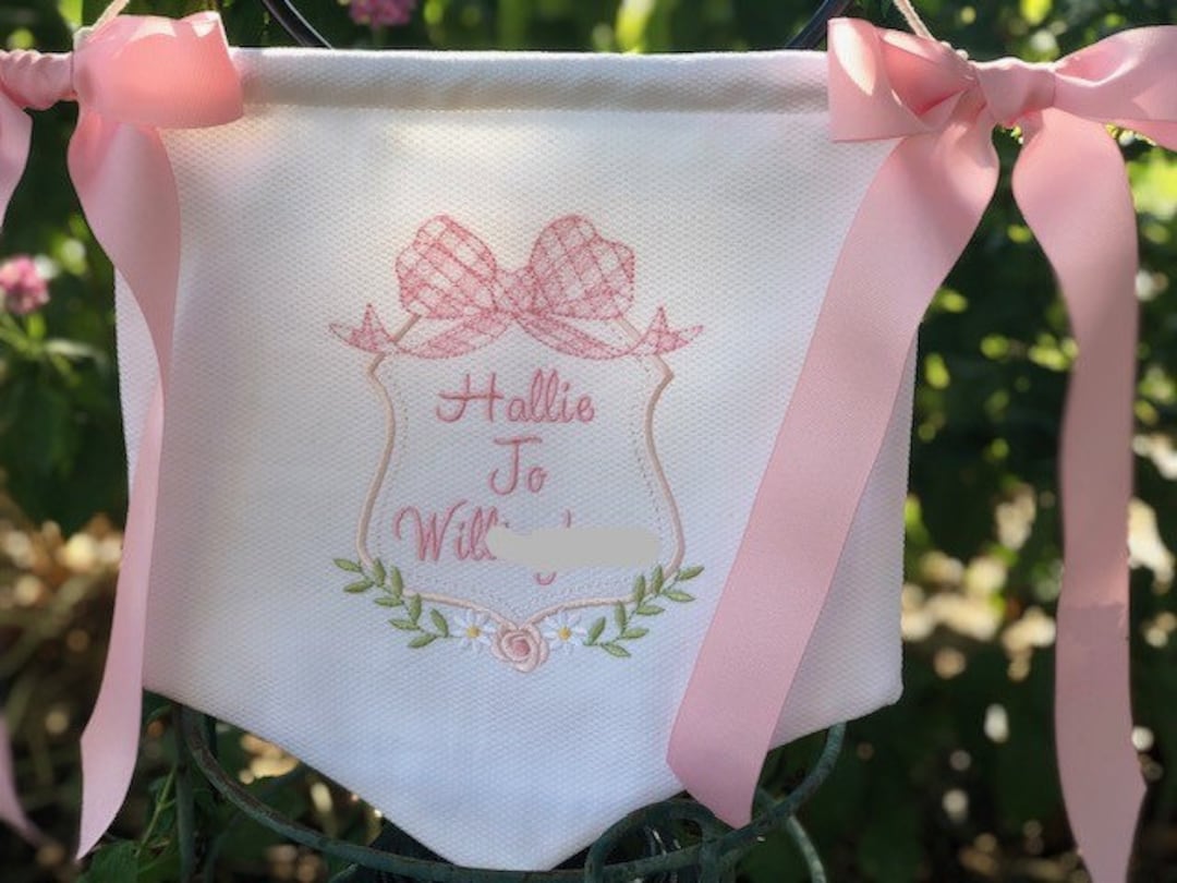 Baby Banner, Monogrammed, Baby's Name, White Banner With Color of Your ...