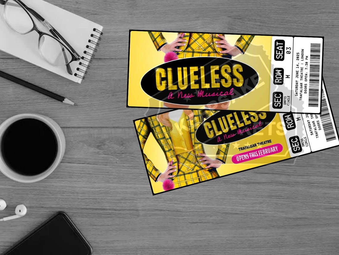 Printable Clueless Musical Theatre Ticket | Personalized Gift Reveal ...