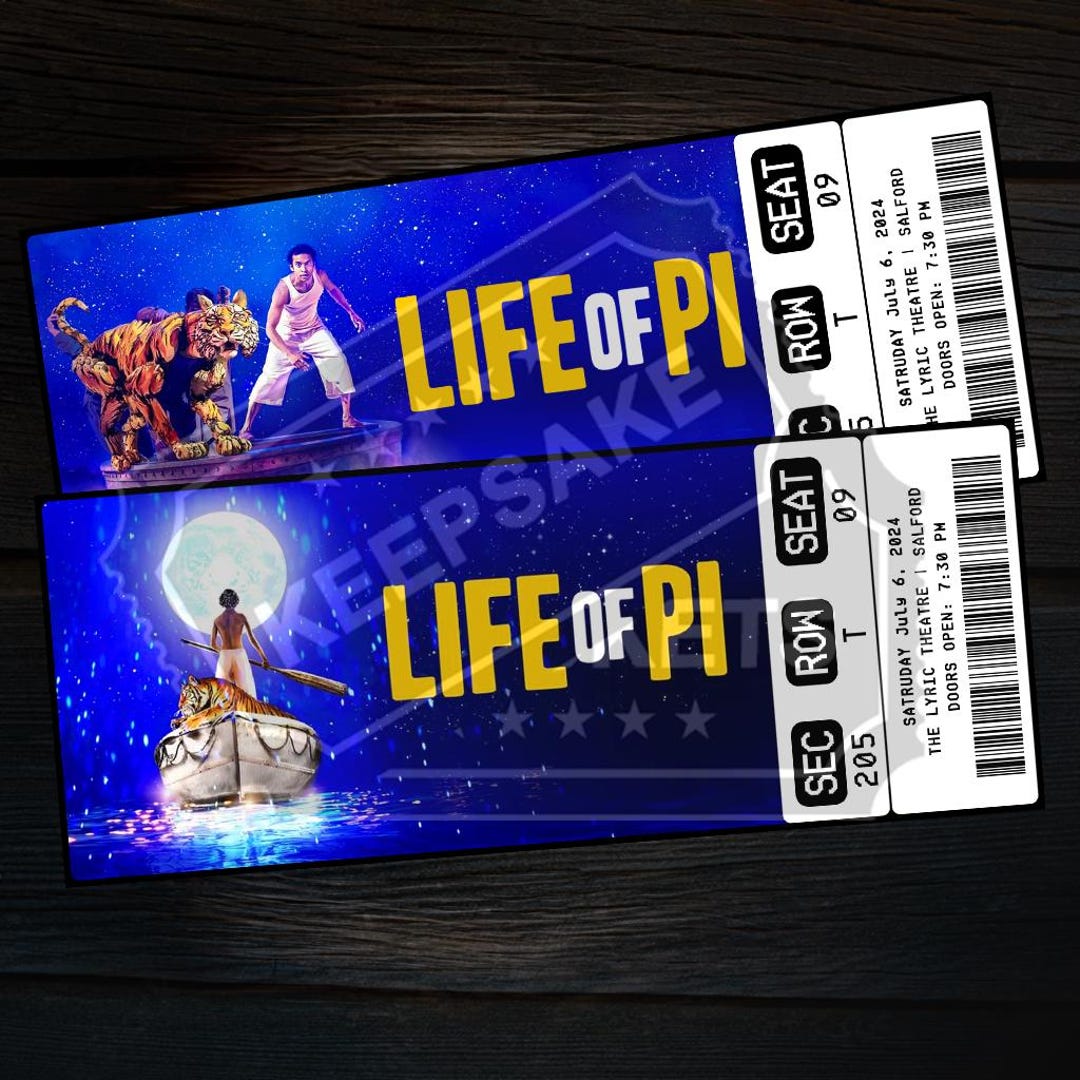 Printable Life of Pi Musical Theatre Ticket | Personalized Gift Reveal ...