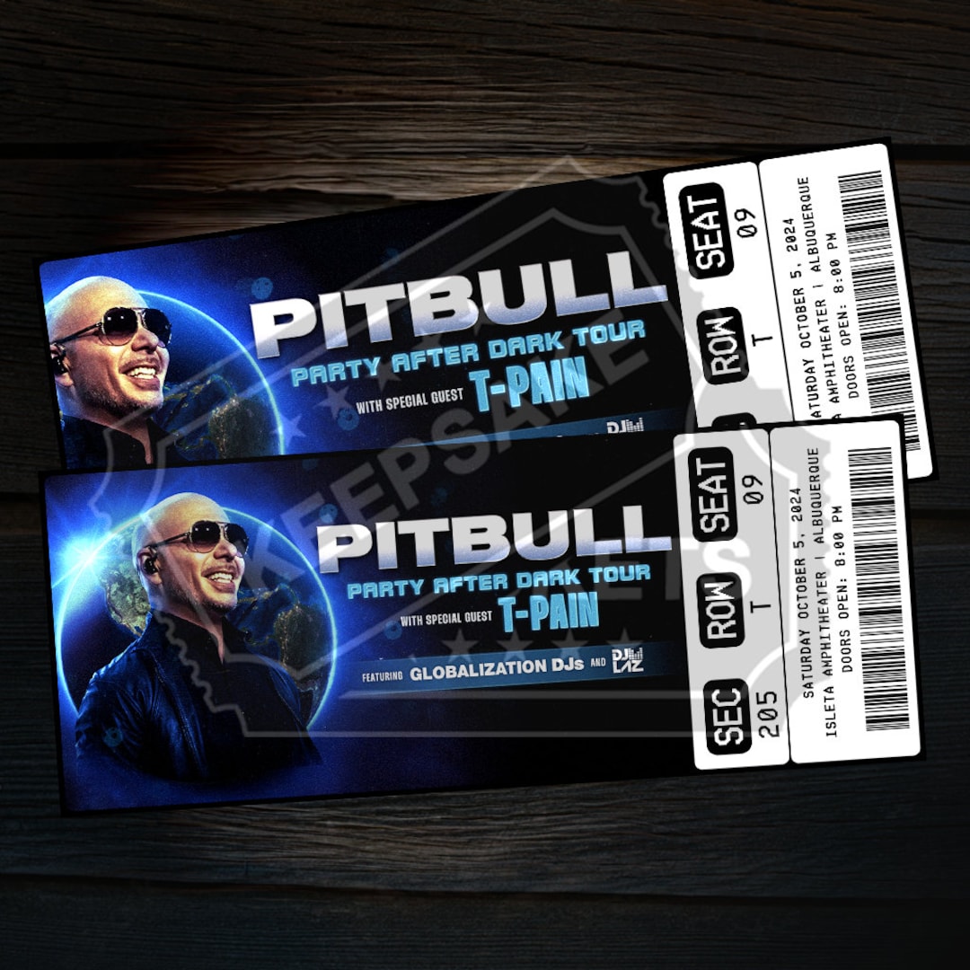 Printable Pitbull Ticket Party After Dark Tour Personalized Gift Reveal ...