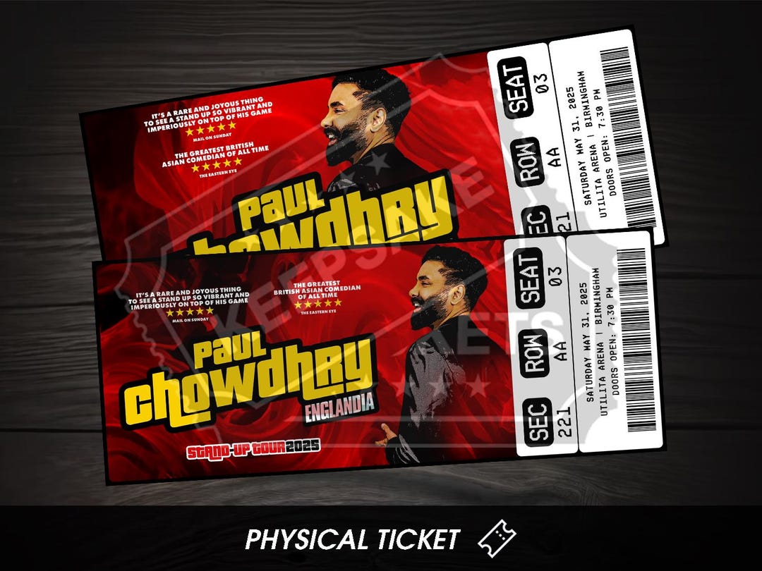 Custom Paul Chowdhry Ticket Englandia Tour 2025 | Personalized Live ...