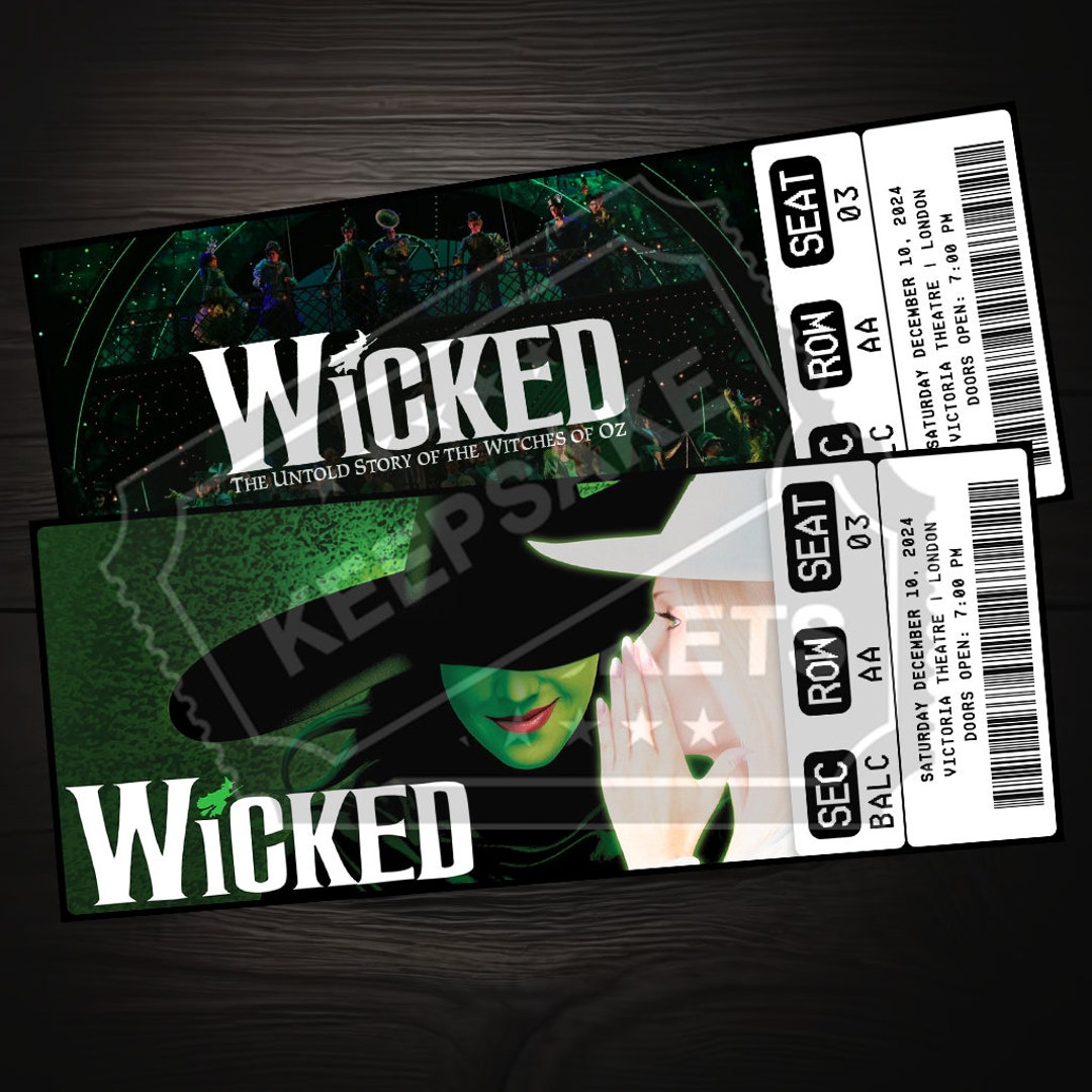 Printable Wicked Musical Theatre Ticket Personalized Gift Reveal ...