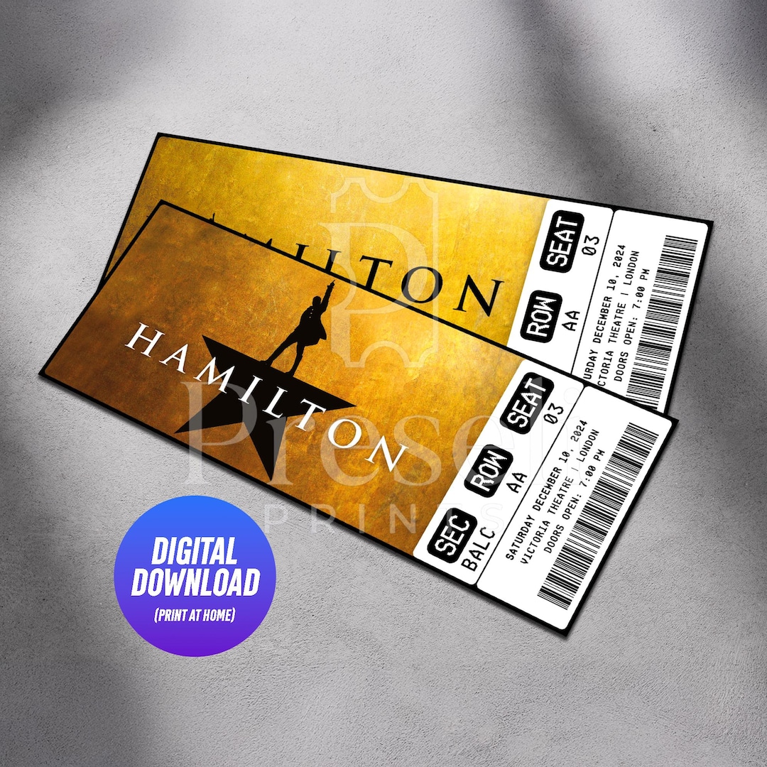 Printable Hamilton Musical Theatre Ticket | Personalized Gift Reveal ...