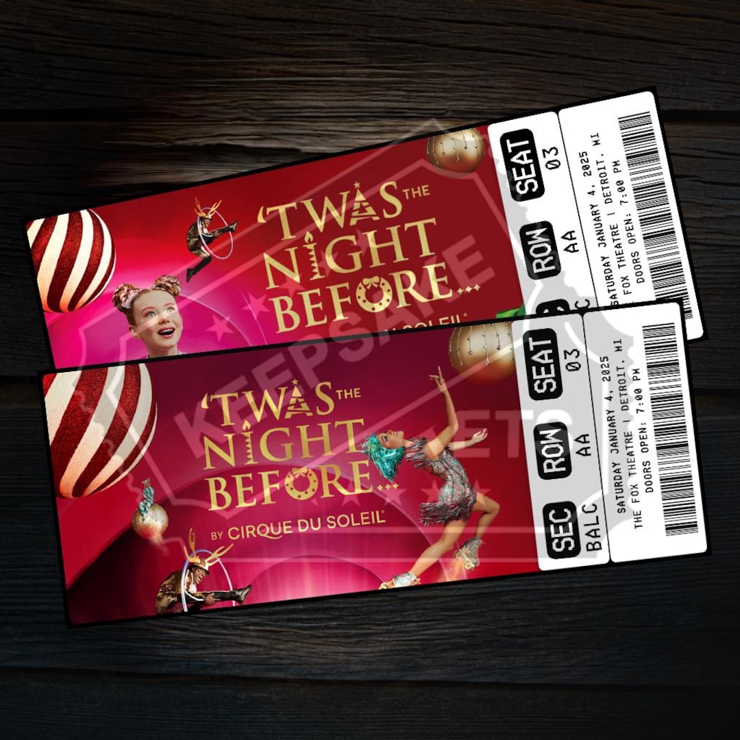 Printable Cirque Du Soleil 'twas the Night Before Ticket | Musical ...