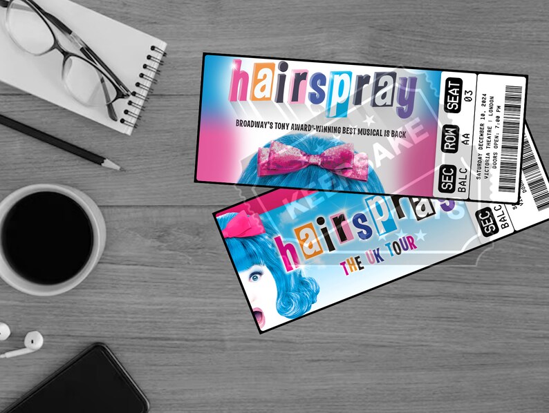 Printable Hairspray Musical Theatre Ticket | Personalized Gift Reveal ...