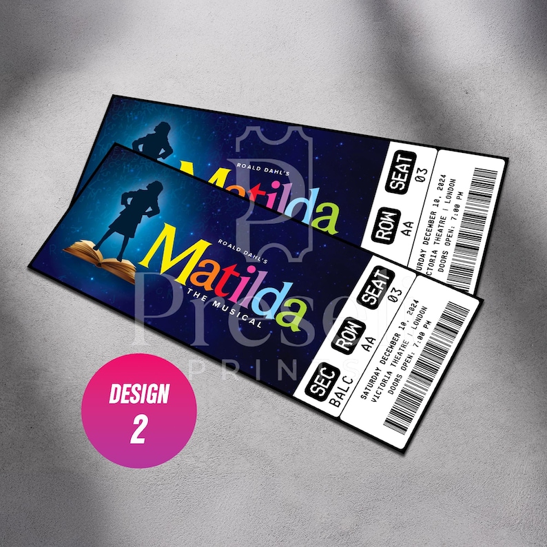 Custom Matilda the Musical Theatre Ticket | Personalized Gift Reveal ...