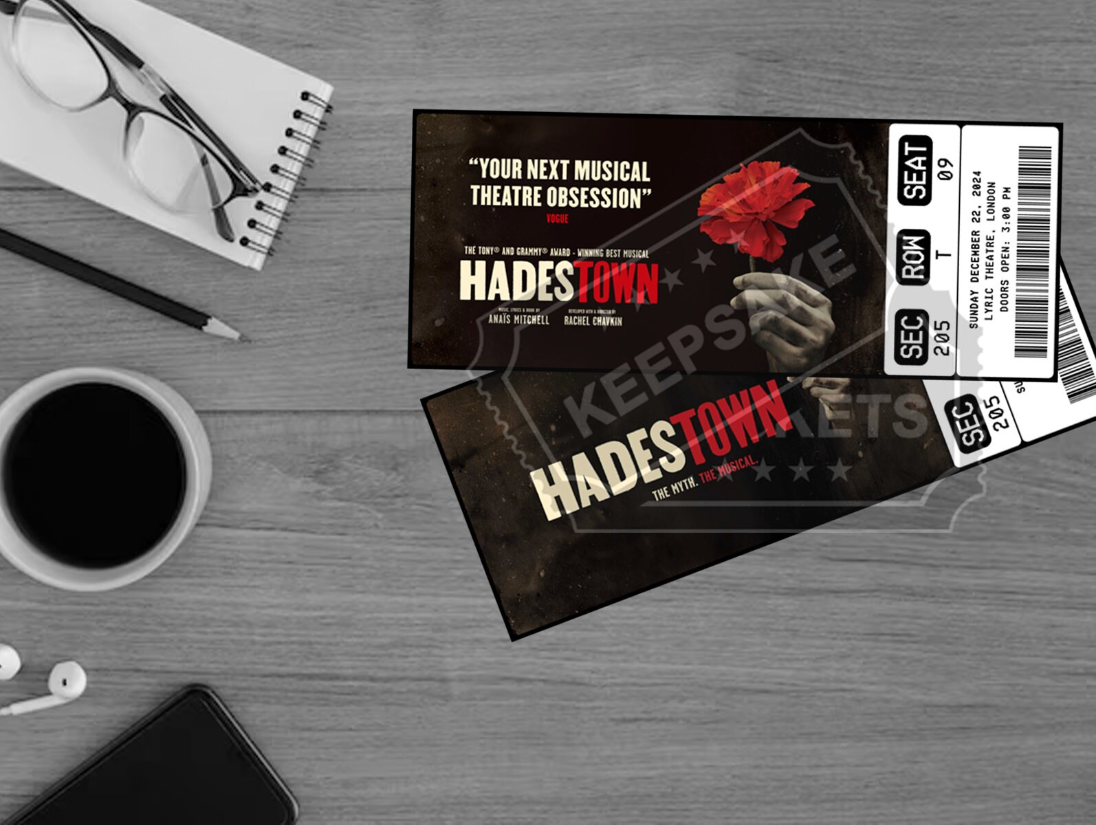 Printable Hadestown the Musical Theatre Ticket | Personalized Gift ...