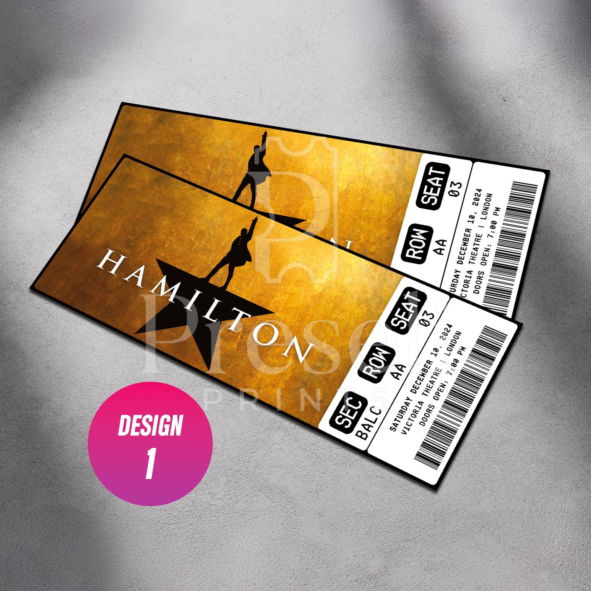 Printable Hamilton Musical Theatre Ticket | Personalized Gift Reveal ...