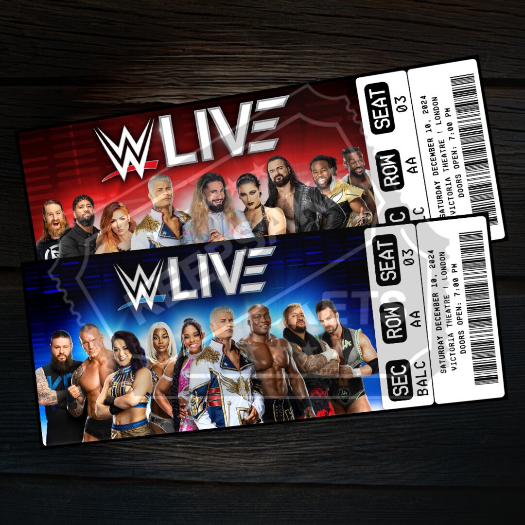 Printable WWE Live Ticket 2024 Personalized Gift Reveal Wrestling Show ...