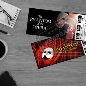 Printable Phantom of the Opera Musical Theatre Ticket | Personalized Gift Reveal | Editable West ...