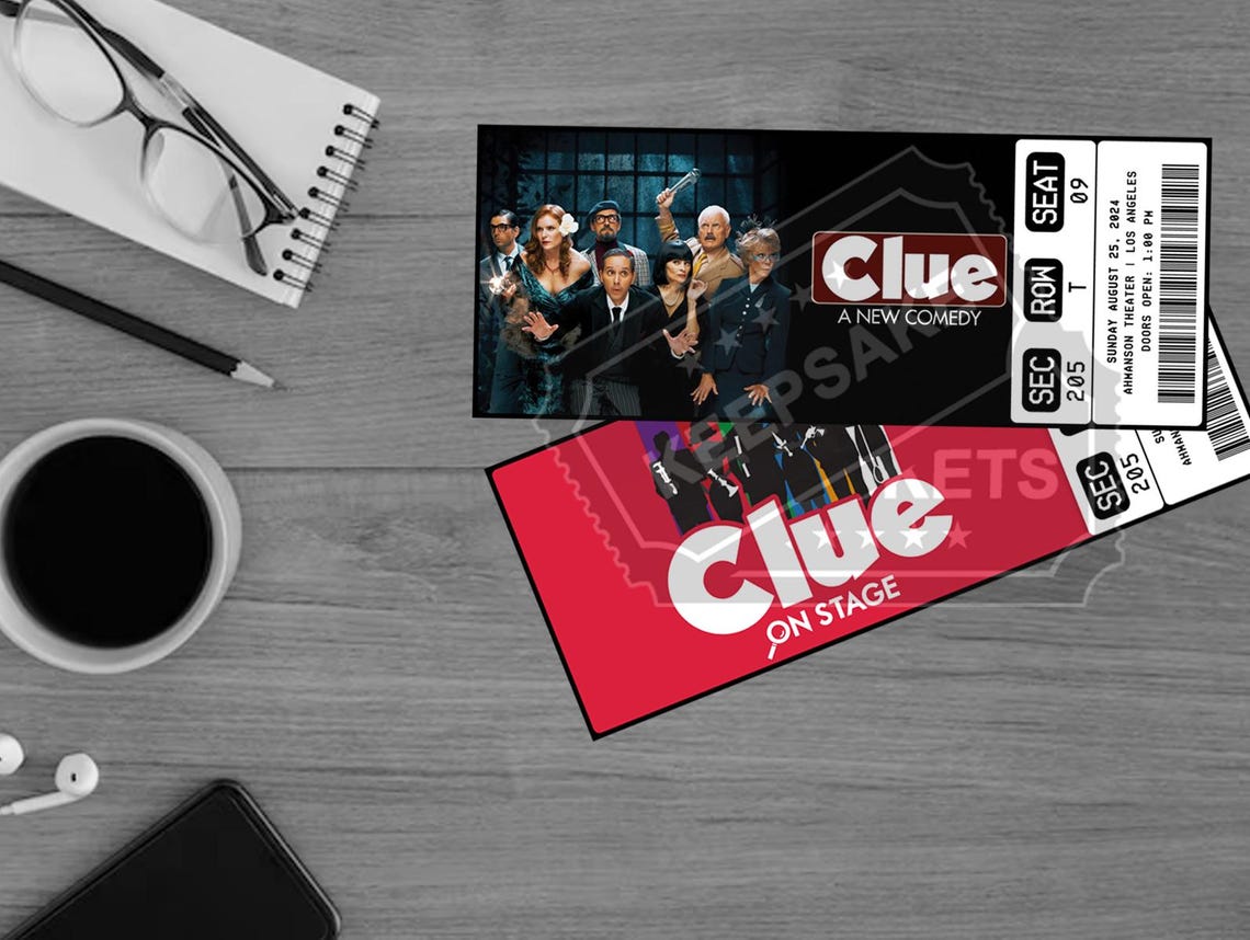 Printable Clue Musical Theatre Ticket | Personalized Gift Reveal ...