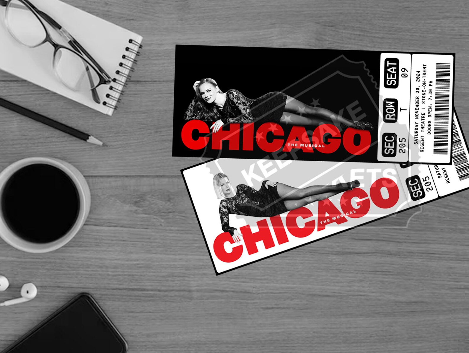 Printable Chicago the Musical Theatre Ticket Personalized Gift Reveal ...
