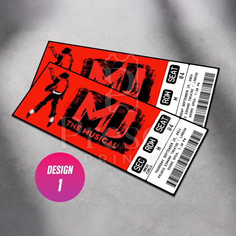 Printable MJ the Musical Theatre Ticket | Personalized Gift Reveal ...