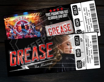 Editable Grease Broadway Ticket Template, Printable Ticket, Musical ...