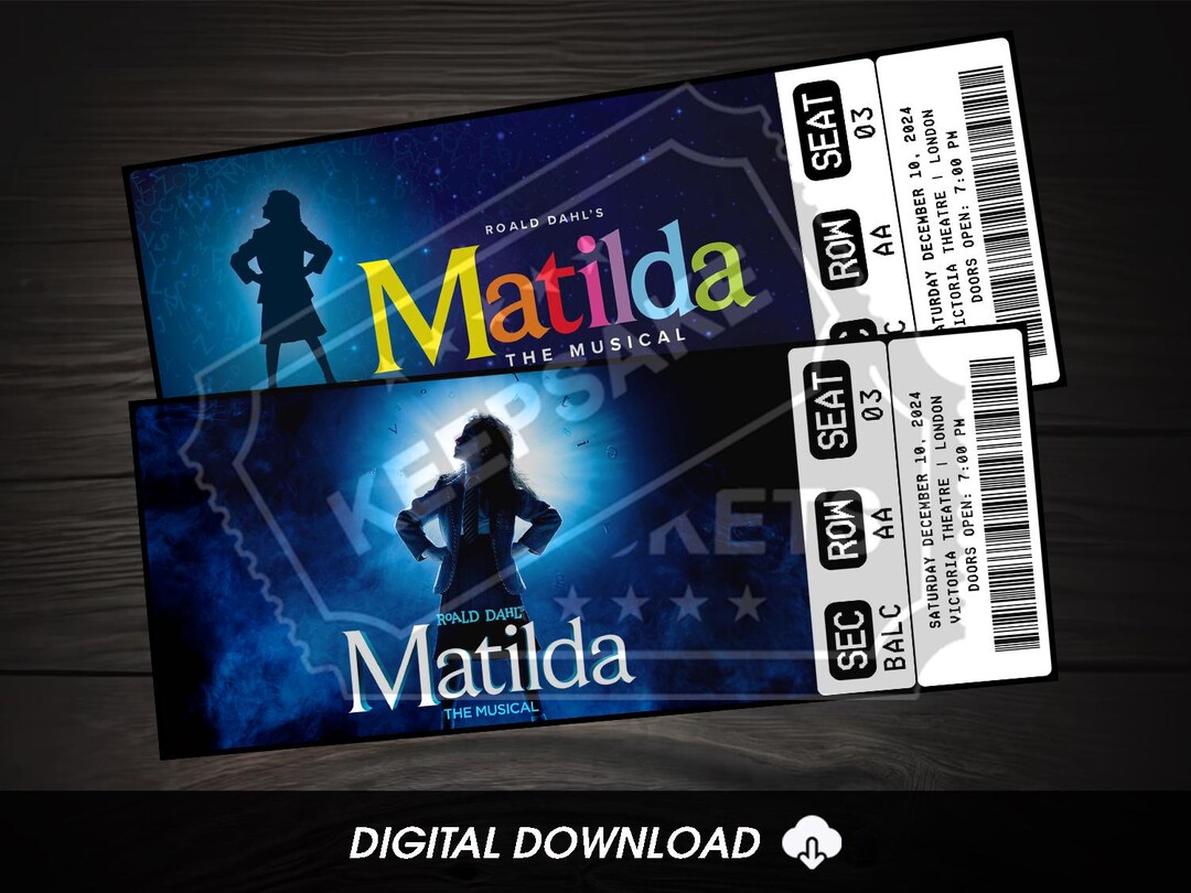 Printable Matilda the Musical Theatre Ticket | Personalized Gift Reveal ...