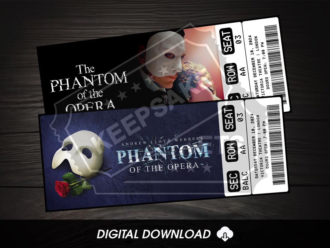 Printable Phantom of the Opera Musical Theatre Ticket | Personalized ...
